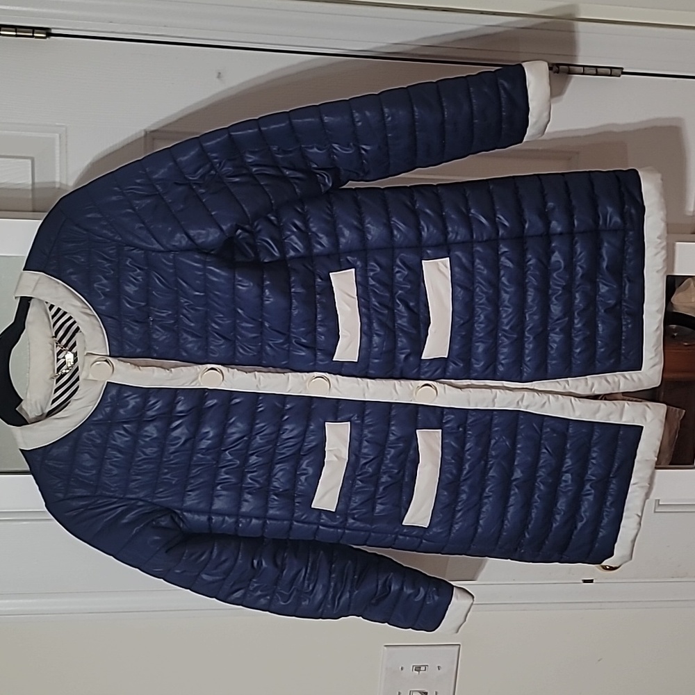 Kate Spade Blue And Cream Quilted Jacket Small - Gem